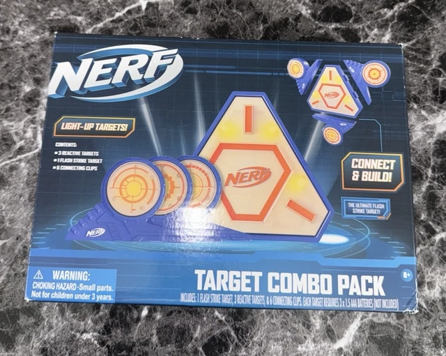 EUC NERF TARGET Combo Pack Flash Strike Base Plus 3 Light Up Custom Toy ...
