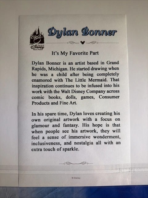 2026 DISNEY DYLAN Bonner Belle Beauty & The Beast Favorite Part Print ...