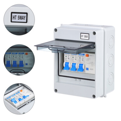 5 WAY WEATHERPROOF Garage Consumer Unit Enclosure Fuse Box 2 MCB 16 40A ...