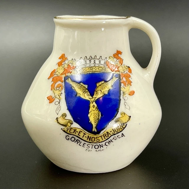 VINTAGE CARLTON CHINA Model Of Jug - Gorleston-On-Sea Matching Crest £6 ...