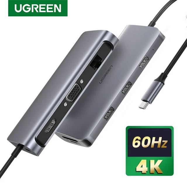 UGREEN USB C Splitter HUB 9 in 1 Type C to 4K 60Hz HDMI VGA Adapter For ...