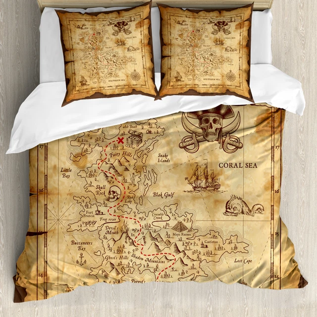 ISOLA SET COPRIPIUMINO Vecchi Documenti Mappa del Tesoro EUR 44,99 ...