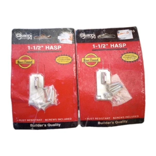 NOS SET OF 2 Guard Security 1-1/2" Hasp w Screws 24615 Silver Rust ...