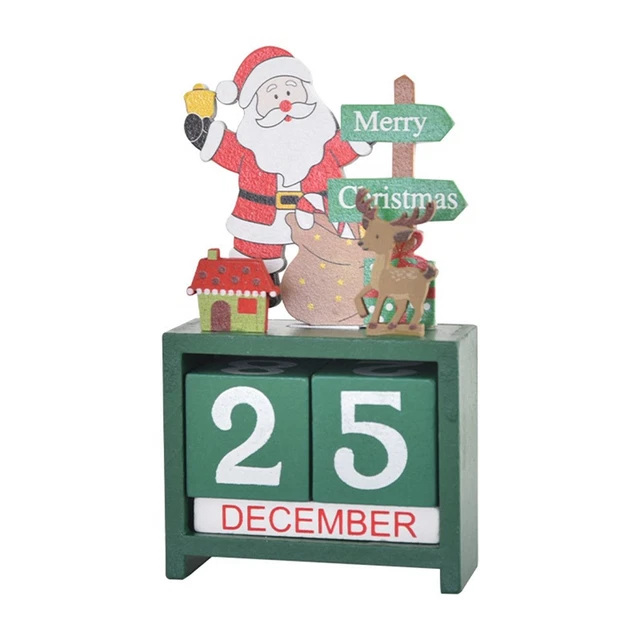 CHRISTMAS TABLE CALENDAR Tabletop Number Date Wooden Blocks ...