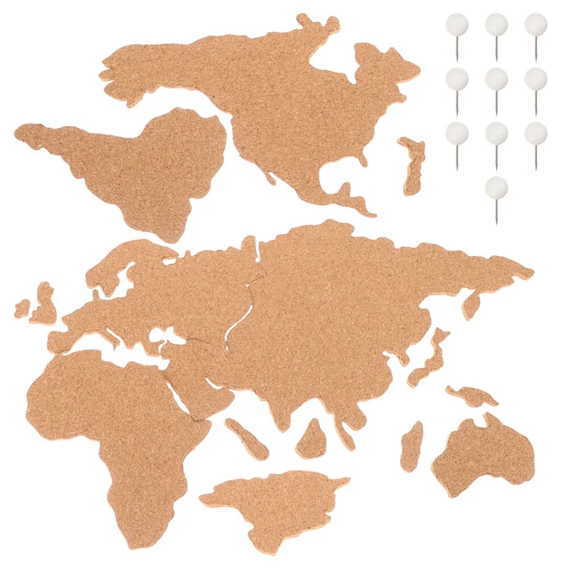WALL CORK BOARD World Map Thumbtacks Pin Corkboards for Office £18.31 ...