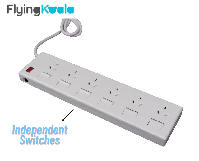 6 OUTLET POWER Board Overload Protection Individual Switch With 1M ...