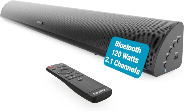 MAJORITY BLUETOOTH SOUND Bar for TV | Built-In Subwoofer, 120 Watts 2.1 ...