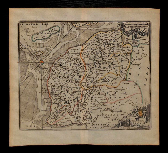 LA PROVINCE DE FRISE FRIESLAND Carte géographique ancienne Peeters 1692 ...