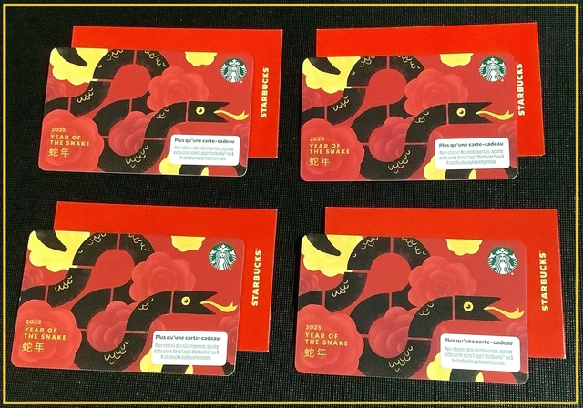 🇨🇦 CANADA 2025 Starbucks Snake (Barcode) Gift Card With Envelopes (4 ...