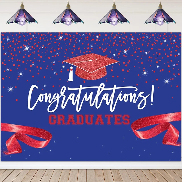 RED BLUE CLASS of 2025 Backdrop Congratulations Graduates Background ...