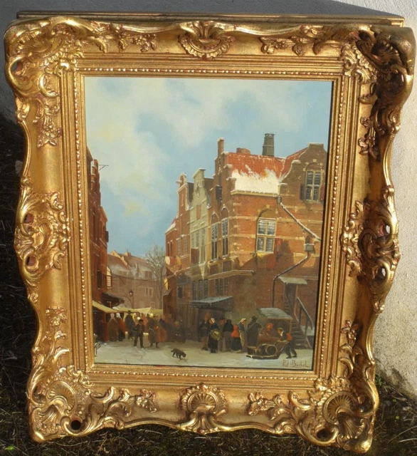 PETER J. VAN Berkel - Original Oil Painting - Dutch Street Scene in ...