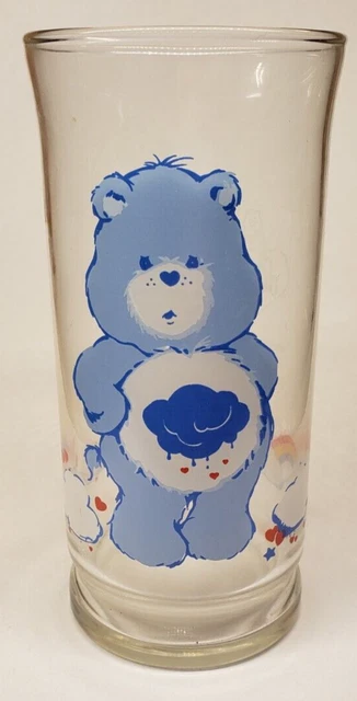 RARE VINTAGE 1983 Care Bears “GRUMPY BEAR” Pizza Hut Drinking Cup Glass ...