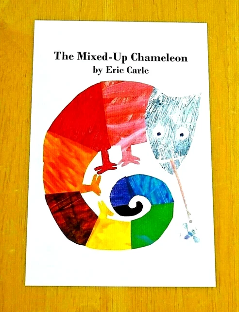 ERIC CARLE ART Work ~ Book Cover Postcard ~ 'The Mixed-Up Chameleon ...