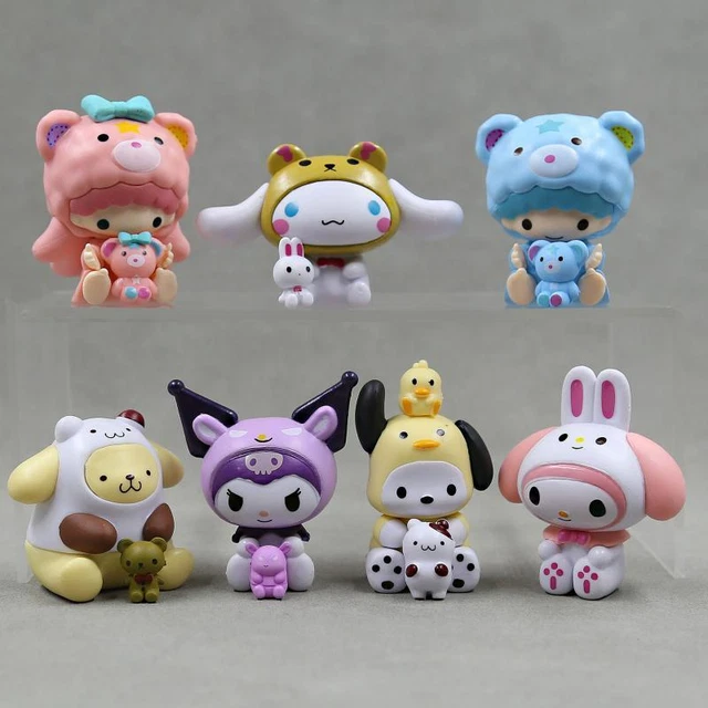 7PCS MY MELODY Hello Kitty Figures Kuromi Cinnamoroll Cake Toppers PVC Doll Toy EUR 22,42 ...
