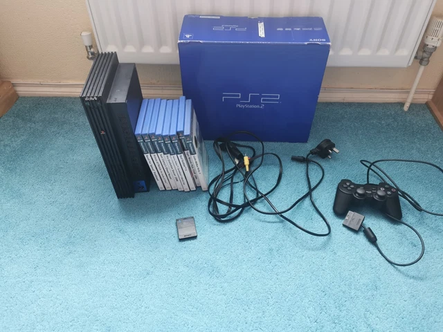 BOXED SONY PLAYSTATION 2 (Fat) Black Console Bundle W/8 Games & Memory ...