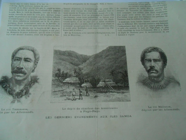 GRAVURE 1889 - Iles Samoa Le Roi Tamasese et le Roi Malietoa EUR 3,70 ...