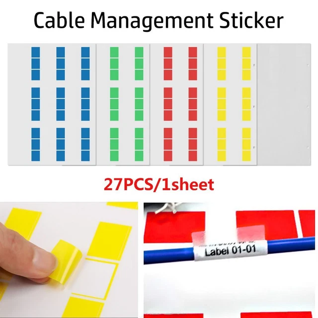 NETWORK WIRE FIBER Organizers Identification Tags Cable Labels Stickers ...