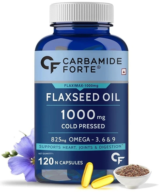 CARBAMIDE FORTE COLD Pressed Flaxseed Oil Omega 3, 6 & 9 Capsules - 120 ...