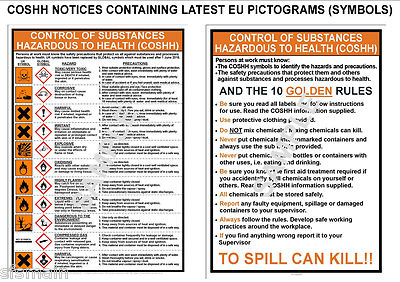 COSHH A4 POSTERS / Signs Health Safety Workplace Office Shop Factory ...