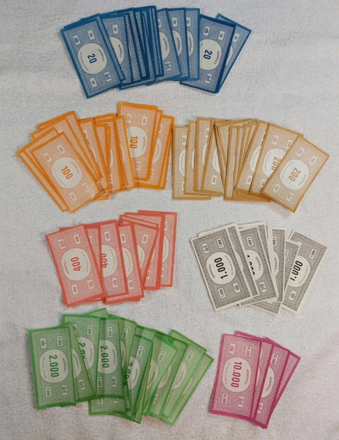 MONOPOLY - 135 Scheine Spielgeld Geldscheine Ersatzgeld - alle Werte ...