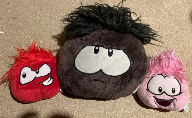 DISNEY CLUB PENGUIN GIANT Black Red Pink Puffle Soft Plush Toy 5” Jakks ...