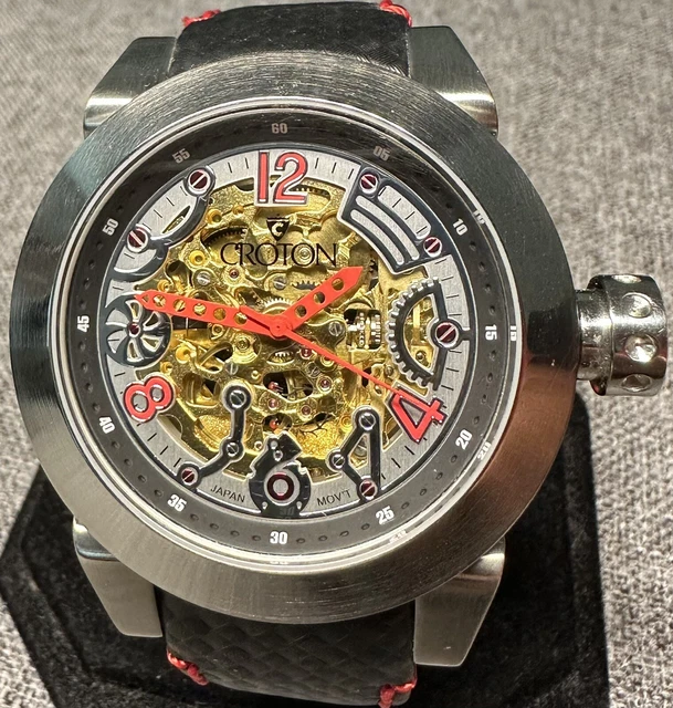 OROLOGIO DA UOMO Automatico Acciaio Inox Cassa Scheletro Croton Ottime ...