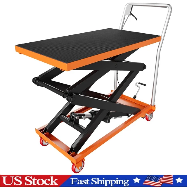50& HYDRAULIC LIFT Table Cart Manual Double Scissor Lift Table 330 lbs ...