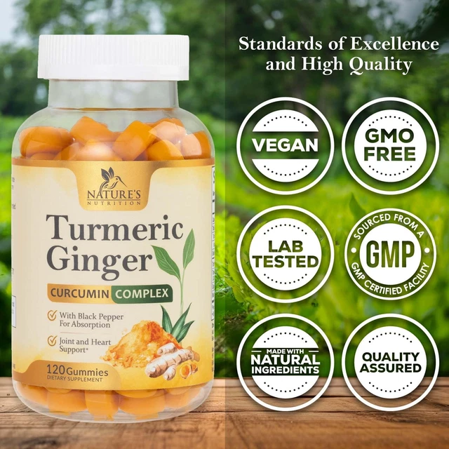 TURMERIC CURCUMIN GUMMIES 95% Curcuminoids Ginger Black Pepper Vegan ...