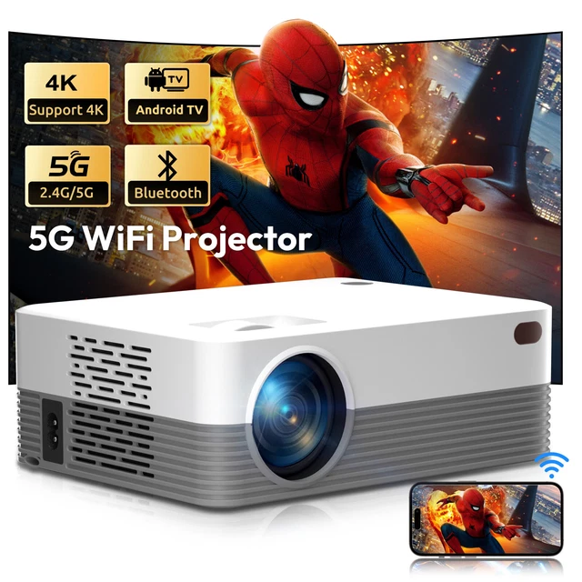 MINI PORTABLE PROJECTOR UHD 4K Beamer 5G WiFi Bluetooth Android TV Home ...