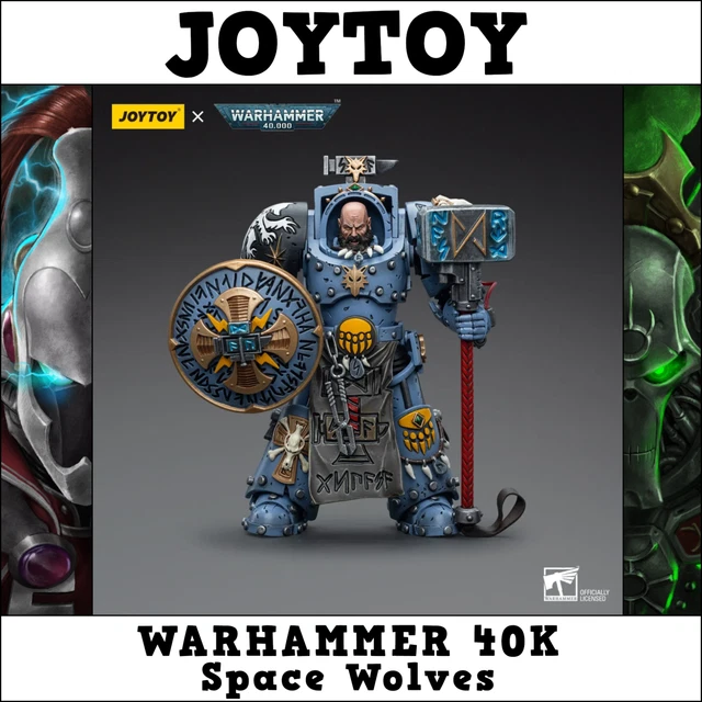 JOYTOY WARHAMMER 40K Space Wolves Series Arjac Rockfist Figures 🟢IN ...