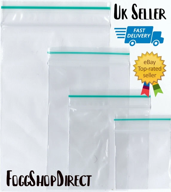 100% REUSABLE CLEAR Plastic Bags Baggy Baggies Grip Self Seal ...