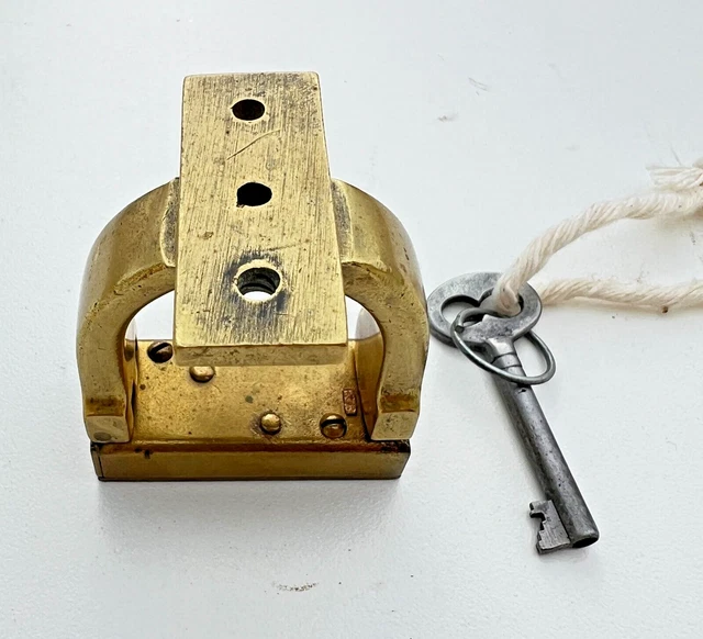 RARE ANTIQUE BILLIARD Pool Hall Cue Stick Lock w/Key Pool Table Eagle ...