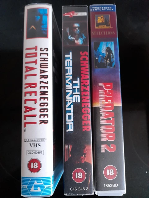 3 X VHS Videos Terminator, Predator 2, Total Recall. Arnold Schwarzenegger £2.99 - PicClick UK