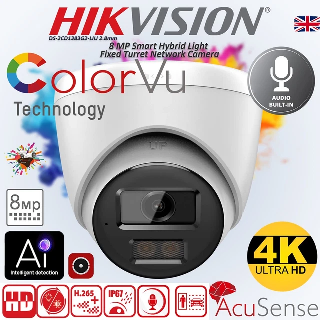 HIKVISION 4K 8MP Smart Full color IR AcuSense Hybrid Light Turret IP ...