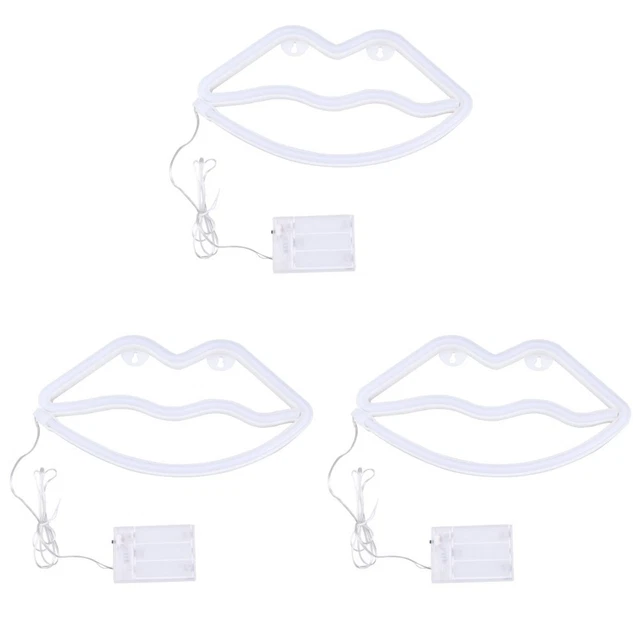 3 COUNT PARTY Decoration Light Cute Room Lights Lady Lip Neon Sign £41. ...