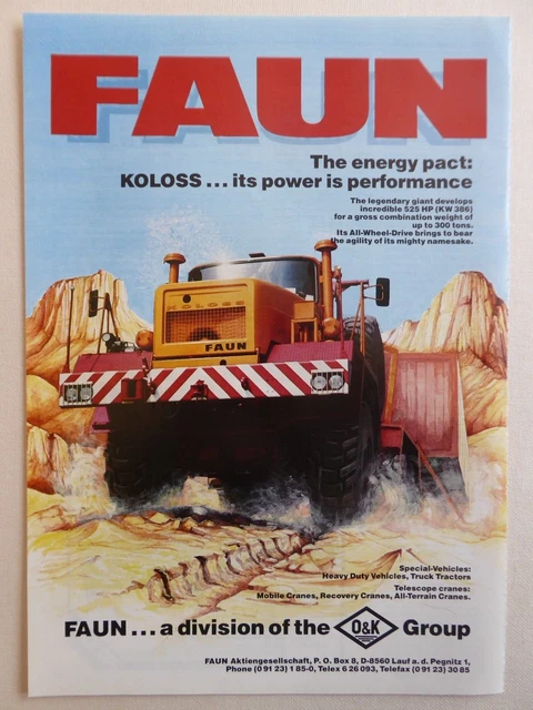 9/1987 PUB FAUN Koloss Camion Truck Original Ad EUR 10,00 - PicClick FR