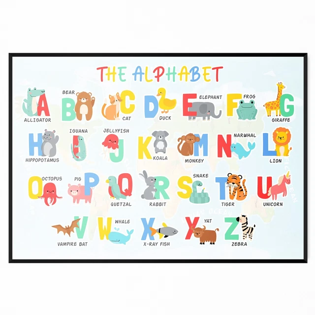 ALPHABET WALL CHART Poster Educational Children Home School Poster A To ...
