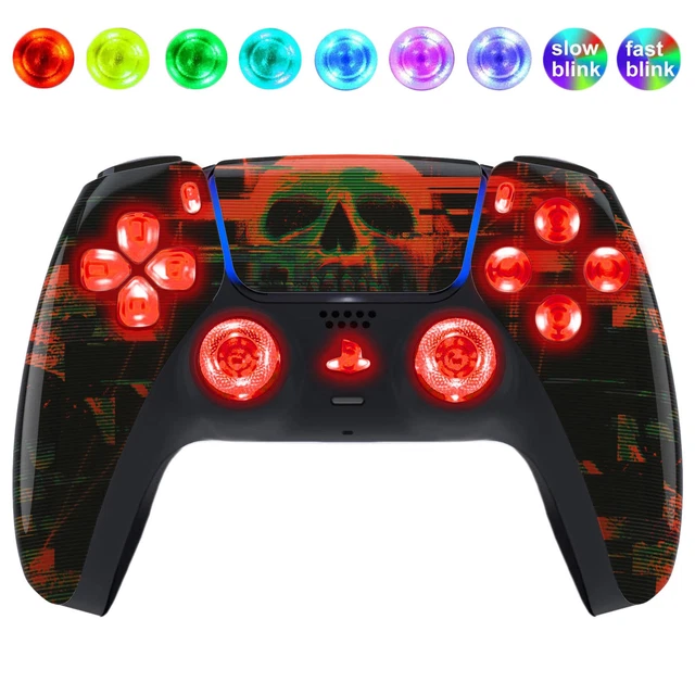 CYBER SKULL SILENT Modz LED Light Up Buttons Wireless Custom Controller ...