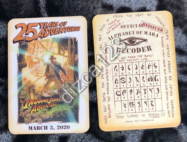 CARTE DÉCODEUR DISNEY Indiana Jones Adventure 25th Anniversary Mara ...