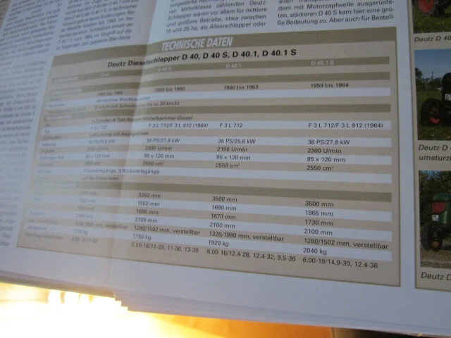 TRAKTOR ARCHIV DEUTZ 17 Dieselschlepper D 40, D 40S D40.1, D 40.S, 1958 ...