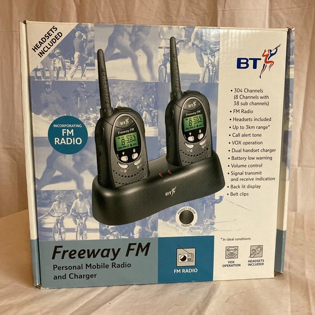 BT FREEWAY FM personal mobile radio (walkie-talkie) and charger £11.50 ...