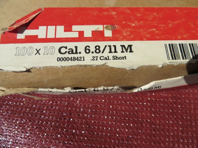 HILTI RED HEAVY SHOTS .27 Cal. 6.8/11M Box of 900 (90 strips of 10 each ...