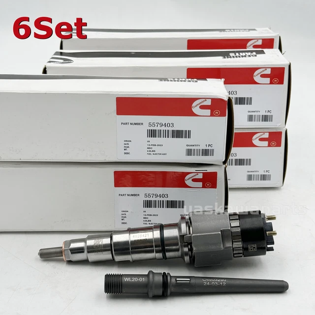 6SET DIESEL COMMON Rail Fuel Injector 5579403 For Cummins 8.9L ISC/ISL ...