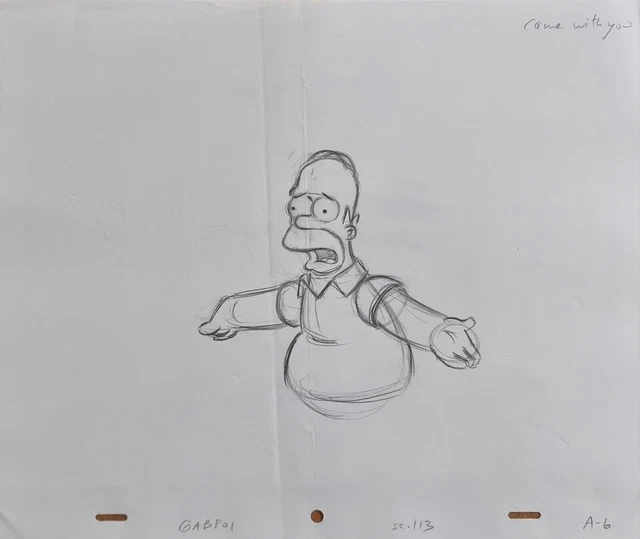 SIMPSONS TV SHOW Original Cartoon Animation Art Cel Drawing Homer ...