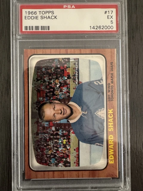 💥 EDDIE SHACK 💥1966-67 Topps #17 PSA 5 Ⓜ️ TORONTO MAPLE LEAFS Ⓜ️ LOW ...