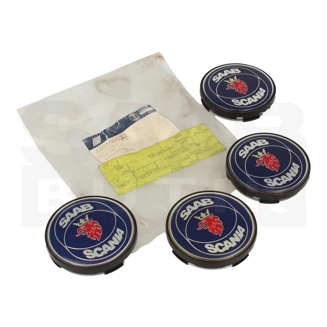 GENUINE SAAB SCANIA Alloy Wheel Centre Cap Badges Set Of 4 Four Nos ...