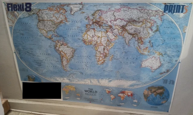 GIANT HUGE WORLD Map by National Geographic Society Banner Sign 51'' x ...