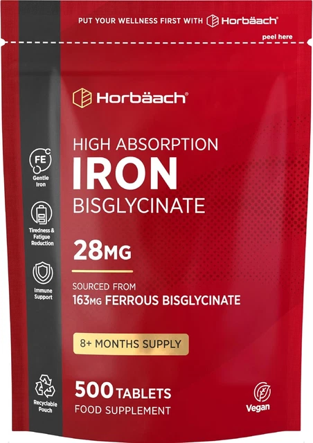 IRON TABLETS HIGH Strength 28Mg | 500 Tablets (8+ Months Supply ...