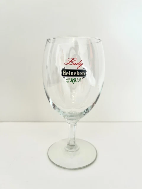 VINTAGE LADY HEINEKEN footed beer pint lager wine glass 60's 70's Rare ...