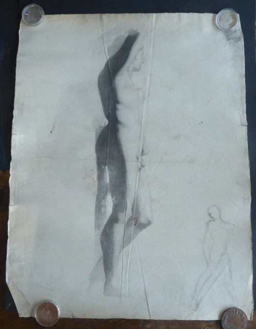 DESSIN ANCIEN ACADEMIE étude homme nu académique drawing masculin XIXe ...
